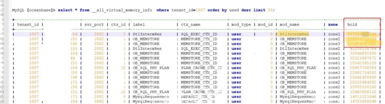 故障诊断 Oceanbase “ORA-00600: internal error code, arguments: -4013, No memory or reach tenant ...